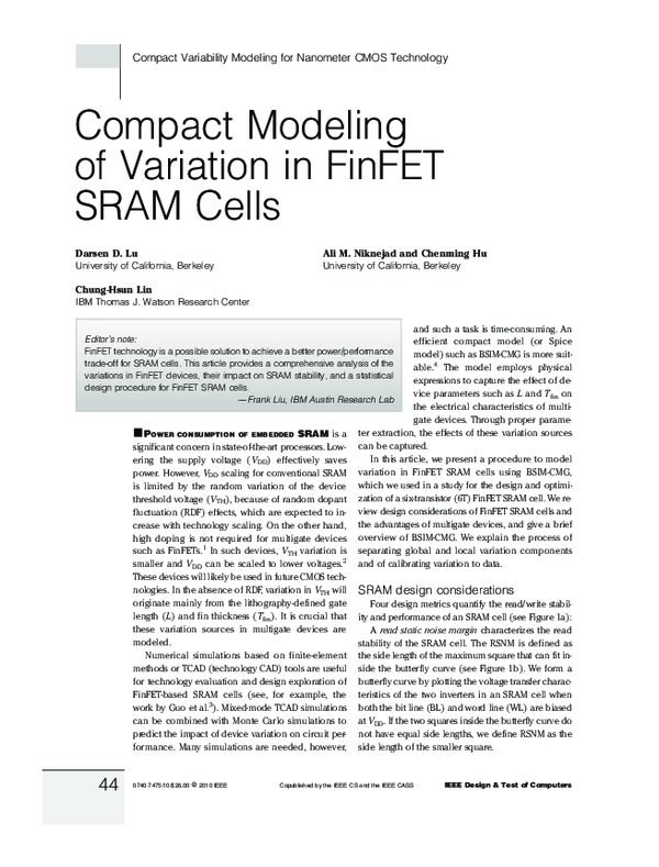 Pdf Compact Modeling Of Variation In Finfet Sram Cells