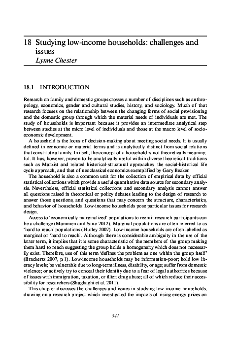Studying low income households: Challenges and issues