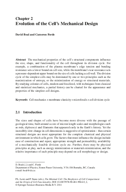 (PDF) Evolution of the Cell’s Mechanical Design