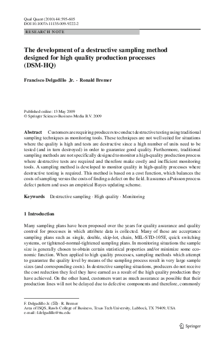(PDF) The development of a destructive sampling method designed for ...