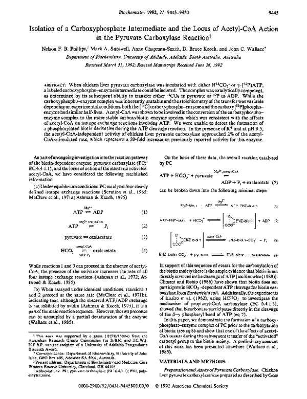 (PDF) Isolation of a carboxyphosphate intermediate and the locus of ...