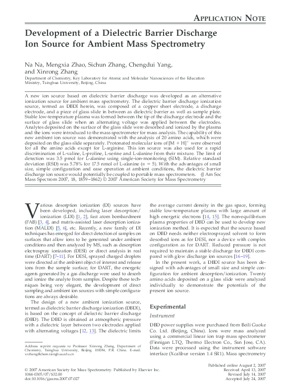 (PDF) Development of a dielectric barrier discharge ion source for ...