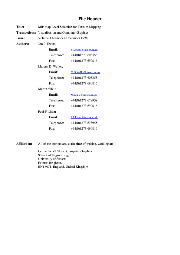 (PDF) MIP-Map Level Selection for Texture Mapping