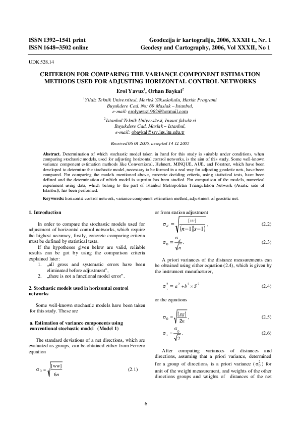 Pdf Criterion For Comparing The Variance Component Estimation Methods