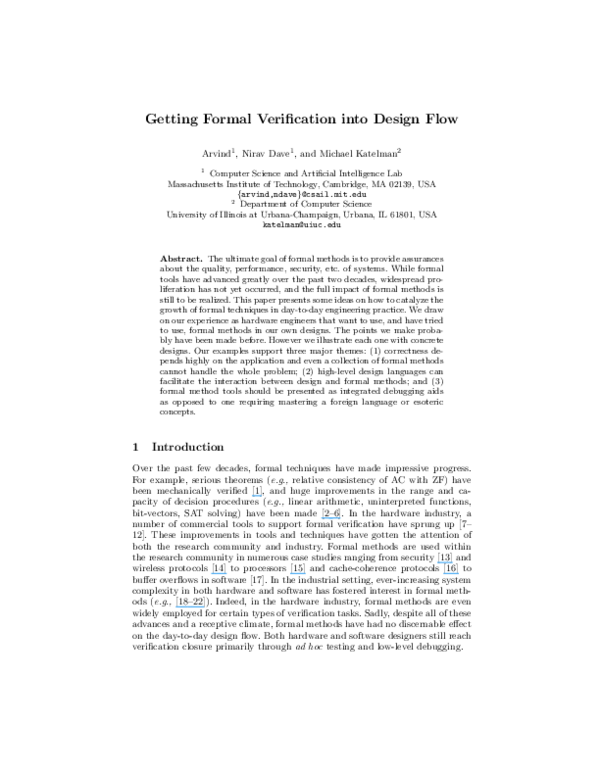 (PDF) Getting Formal Verification into Design Flow