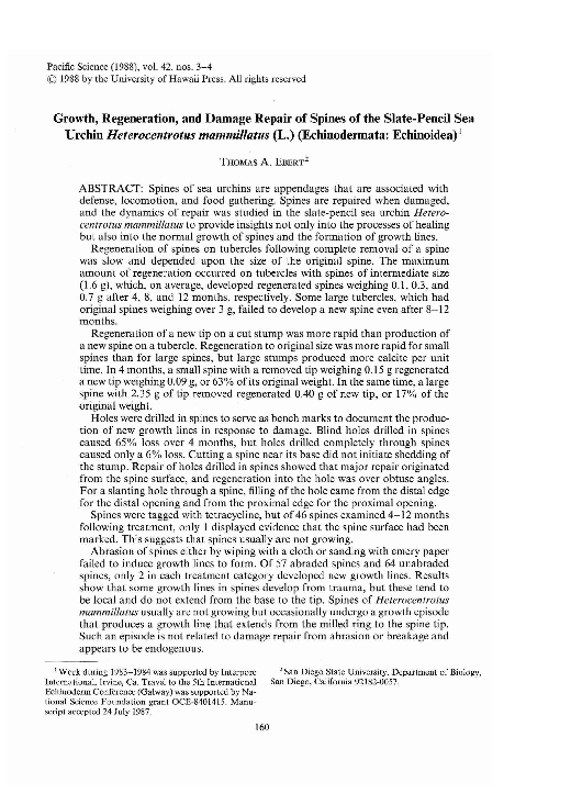 (PDF) Growth, Regeneration, and Damage Repair of Spines of the Slate ...