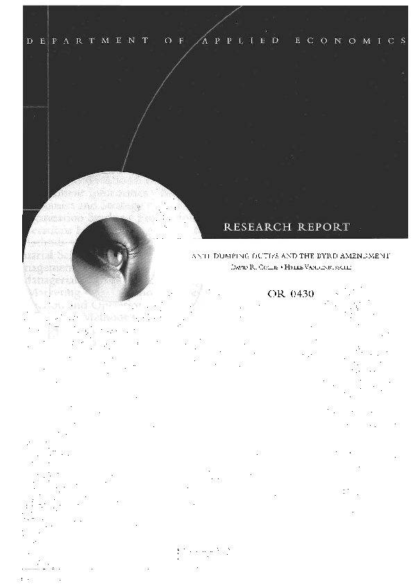 (PDF) Antidumping Duties and the Byrd Amendment