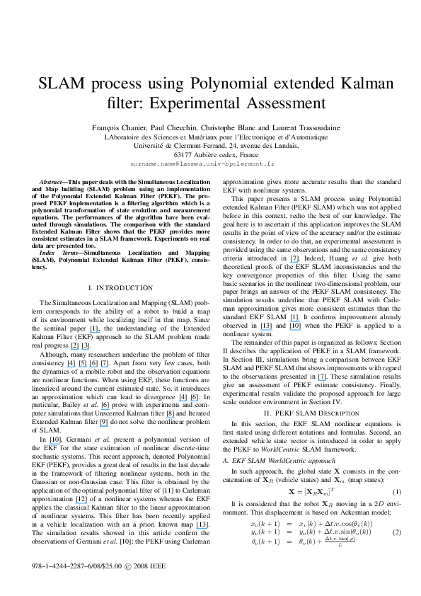 (PDF) SLAM process using Polynomial Extended Kalman Filter: Experimental assessment