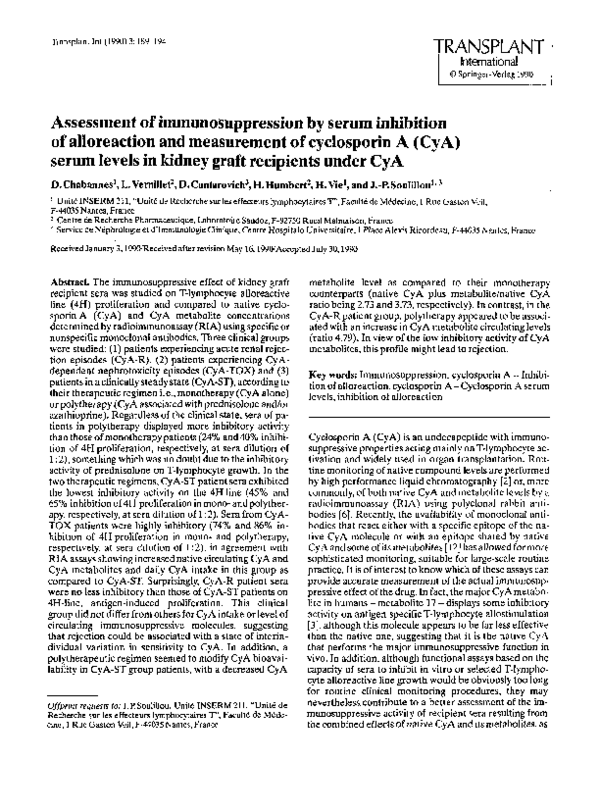 (PDF) Assessment of immunosuppression by serum inhibition of ...