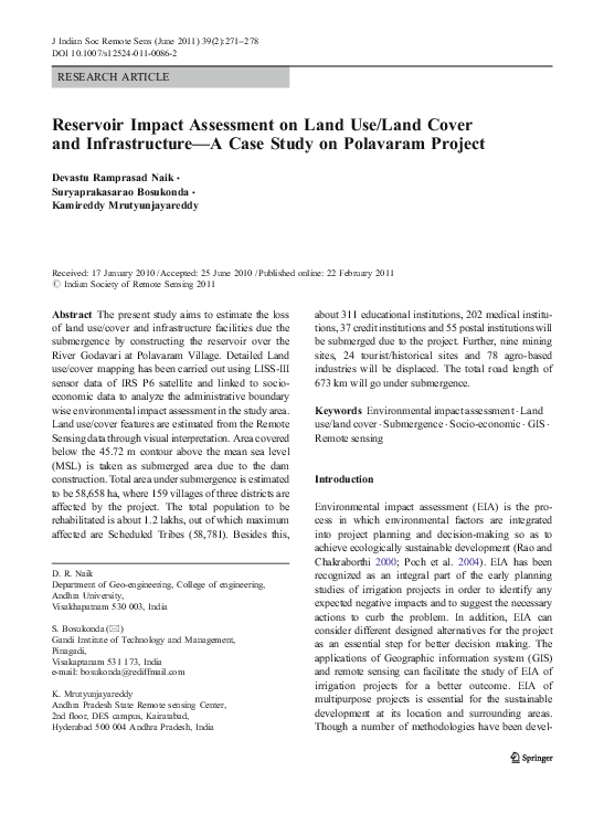 (PDF) Reservoir Impact Assessment on Land Use/Land Cover and ...