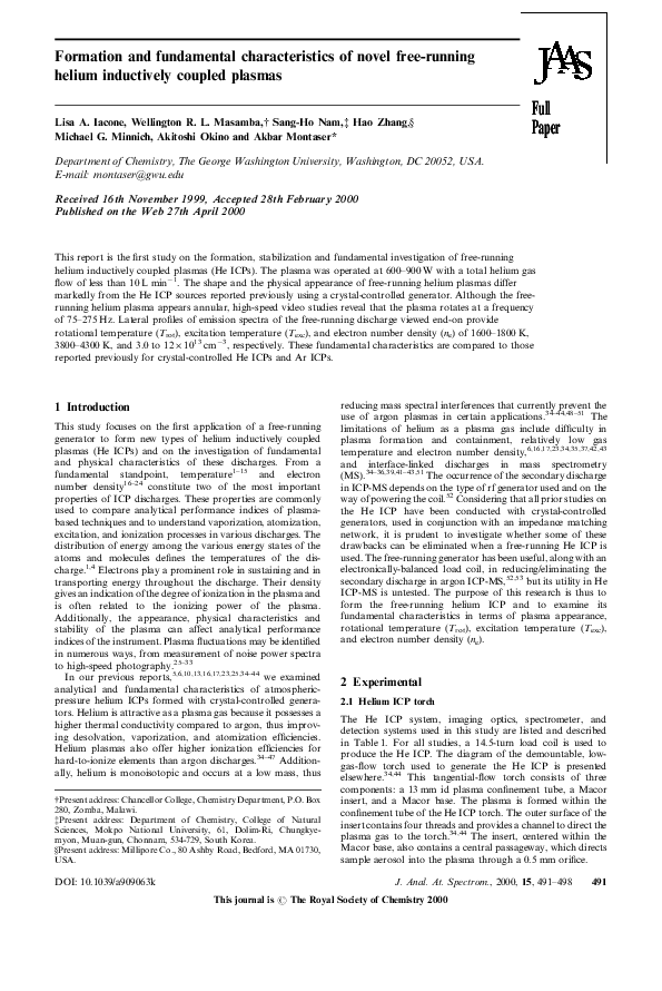 (PDF) Formation and fundamental characteristics of novel free-running helium inductively coupled ...