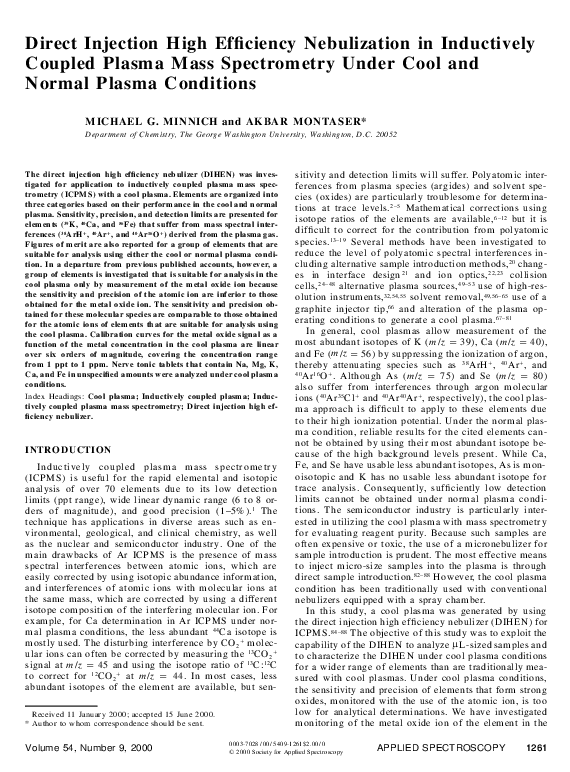 (PDF) Direct injection high efficiency nebulization in inductively ...