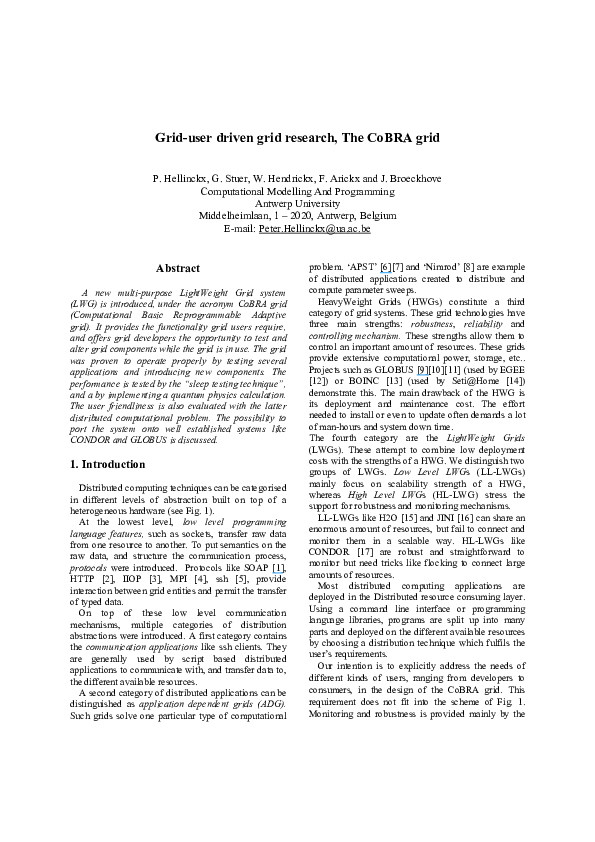 (PDF) Grid-user driven grid research, the CoBRA grid