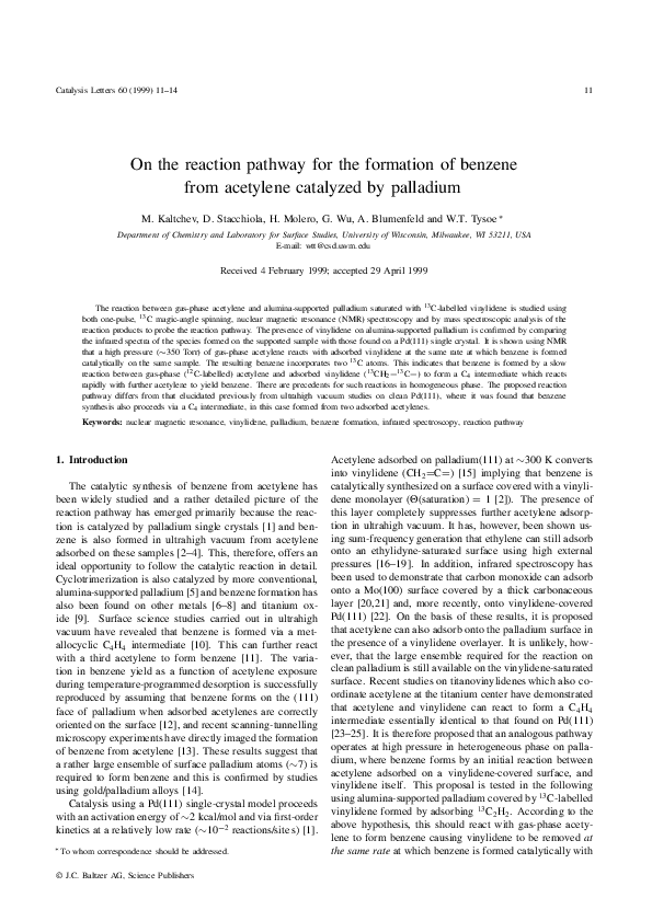 (PDF) On the reaction pathway for the formation of benzene from ...