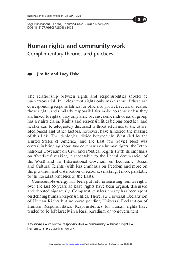 (PDF) Human rights and community work: Complementary theories and practices