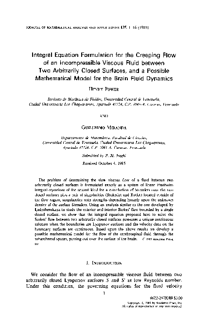 (PDF) Integral equation formulation for the creeping flow of an ...