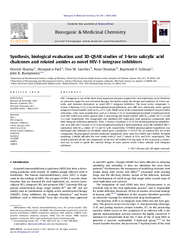 (PDF) Synthesis, biological evaluation and 3D-QSAR studies of 3-keto salicylic acid chalcones ...