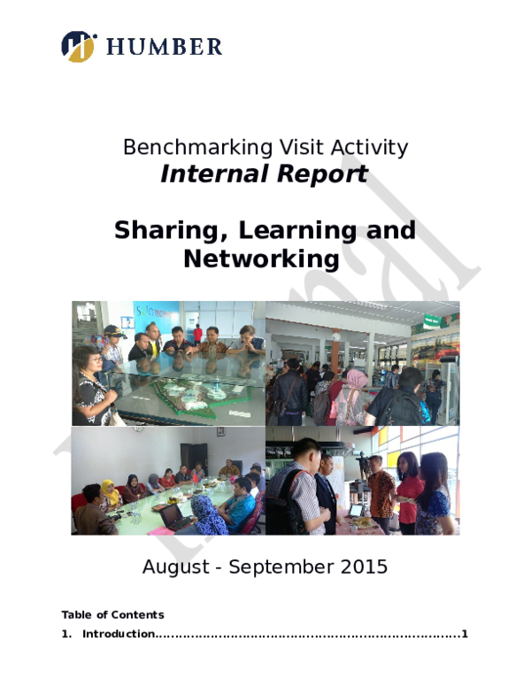 (DOC) Benchmarking Visit Activity Internal Report Sharing, Learning and ...