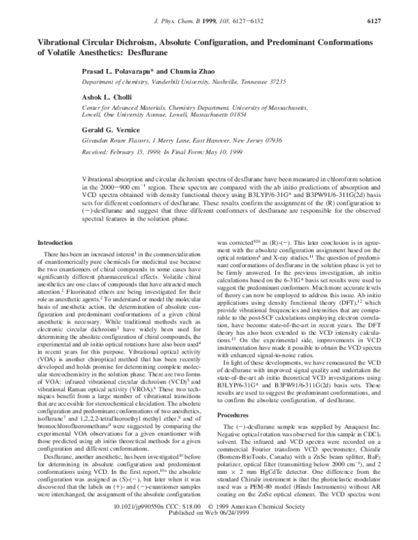 (PDF) Vibrational Circular Dichroism, Absolute Configuration, and ...