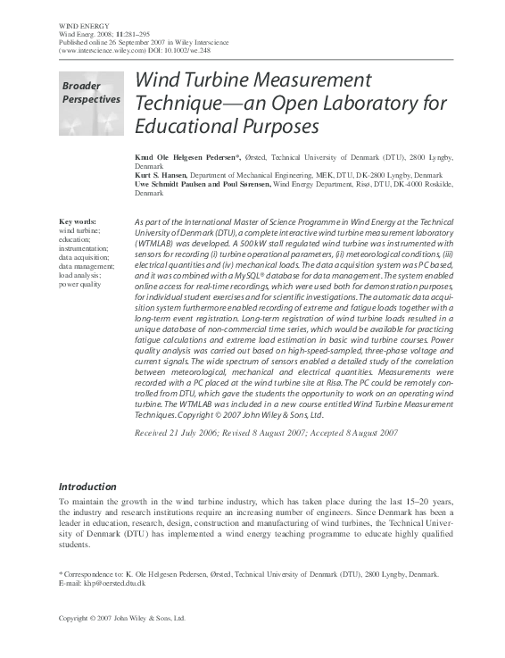 (PDF) Wind turbine measurement technique—an open laboratory for ...