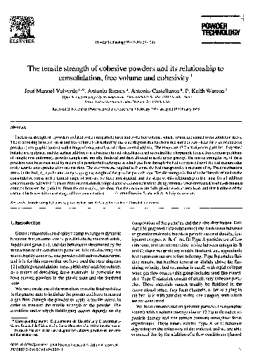 (PDF) The tensile strength of cohesive powders and its relationship to ...