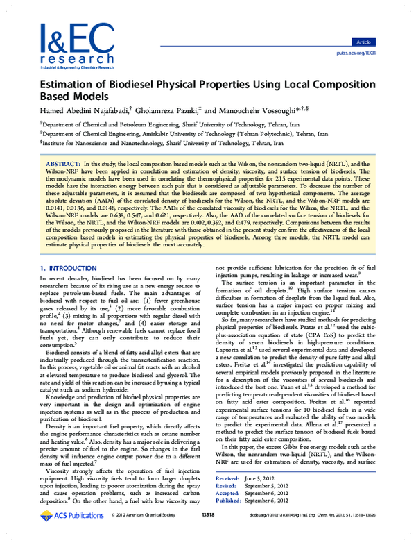 (PDF) An insight into the estimation of fatty acid methyl ester based biodiesel properties using ...