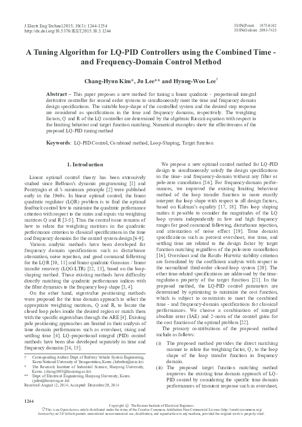 (PDF) A Tuning Algorithm for LQ-PID Controllers using the Combined Time - and Frequency-Domain ...