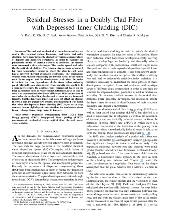 (PDF) Residual stresses in a doubly clad fiber with depressed inner ...