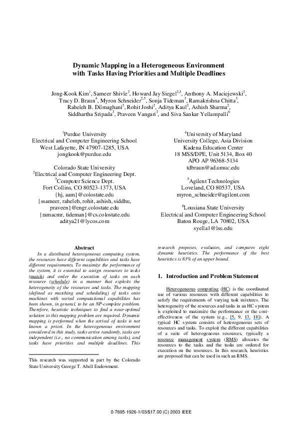 (PDF) Dynamic Mapping in a Heterogeneous Environment with Tasks Having Priorities and Multiple ...