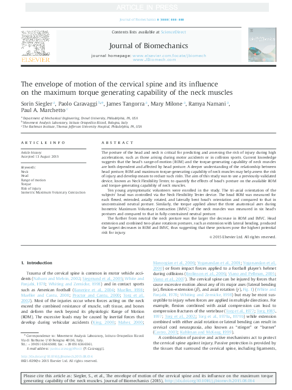 (PDF) The Envelope of Motion of the Cervical Spine and its Influence on ...