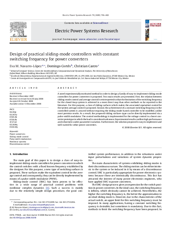 (PDF) Design of practical sliding-mode controllers with constant switching frequency for power ...