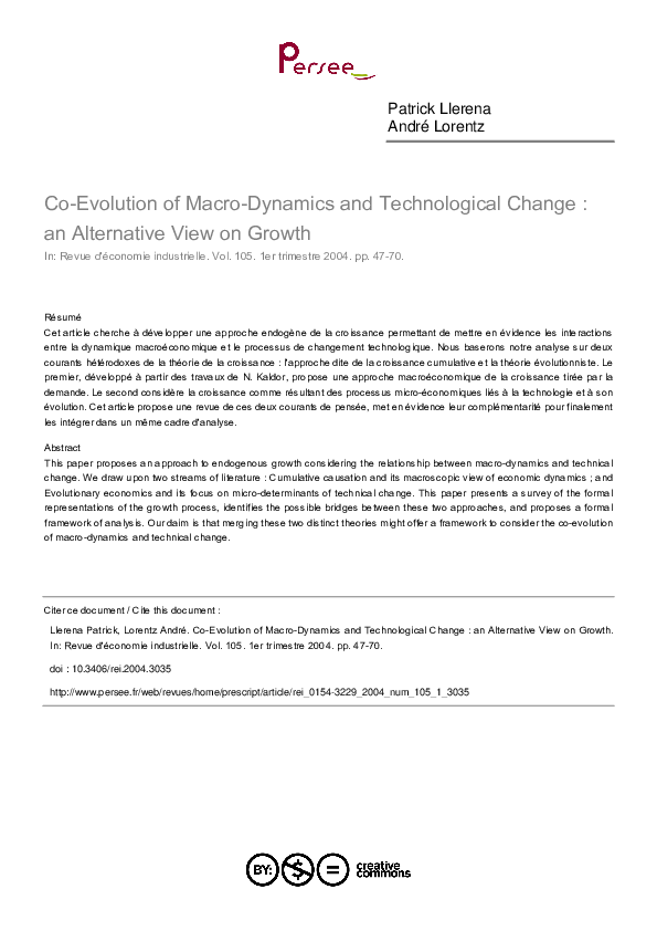 (PDF) Co-Evolution of Macro-Dynamics and Technological Change : an ...