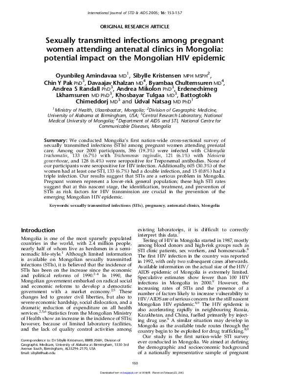 (PDF) Sexually transmitted infections among pregnant women attending antenatal clinics in ...