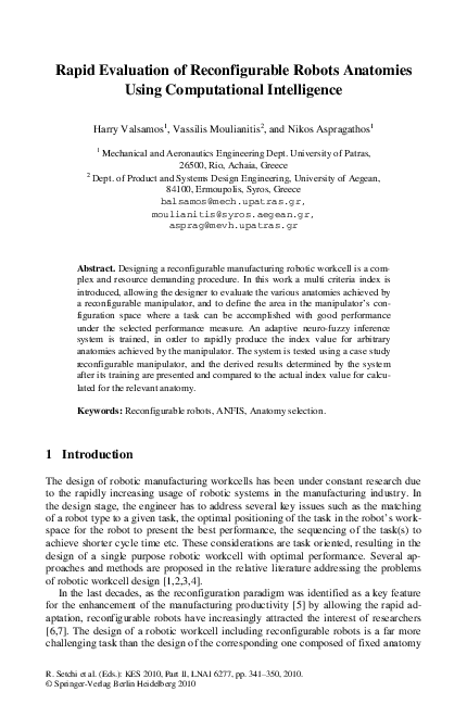 Pdf Rapid Evaluation Of Reconfigurable Robots Anatomies Using Computational Intelligence