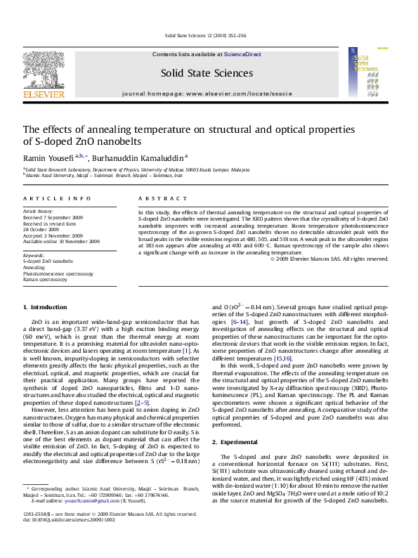 (PDF) The effects of annealing temperature on structural and optical properties of S-doped ZnO ...