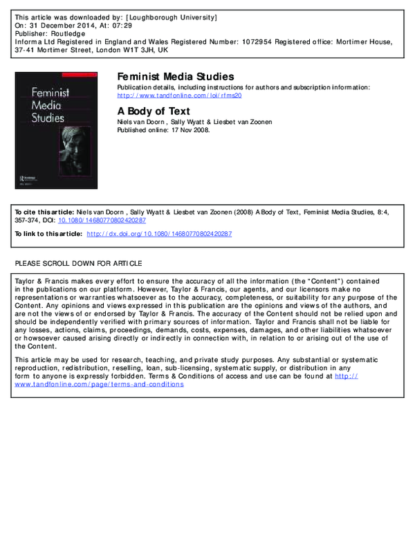 (PDF) A body of text: Revisiting textual performances of gender and ...