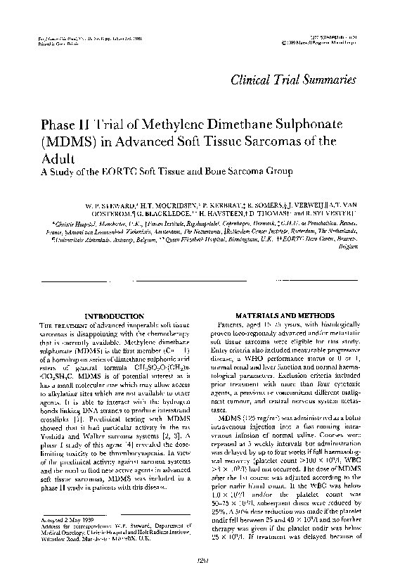 (PDF) Phase II trial of methylene dimethane sulphonate (MDMS) in ...