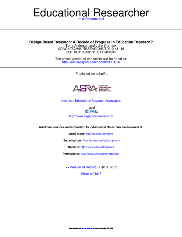 (PDF) Design-Based Research: A Decade of Progress in Education Research