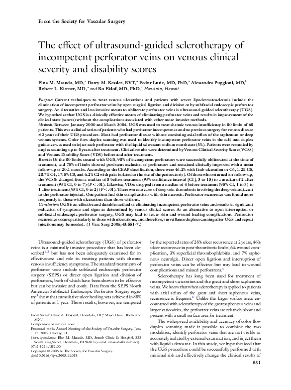(PDF) The effect of ultrasound-guided sclerotherapy of incompetent ...