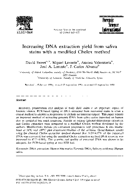 (PDF) Increasing DNA extraction yield from saliva stains with a ...