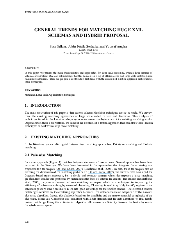 (PDF) General Trends for Matching Huge XML Schemas and Hybrid Proposal