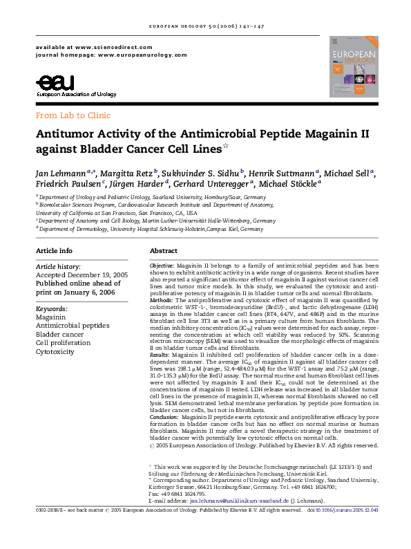 (PDF) Antitumor Activity of the Antimicrobial Peptide Magainin II ...