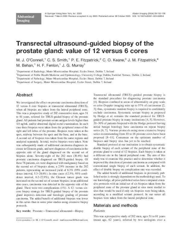 (PDF) Transrectal ultrasound guided biopsy of the prostate: random ...