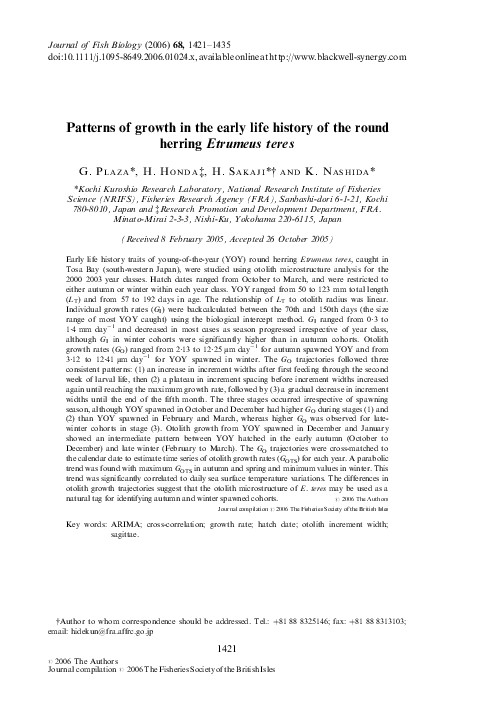 (PDF) Patterns of growth in the early life history of the round herring ...