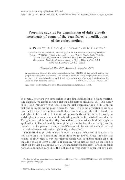 (PDF) Preparing sagittae for examination of daily growth increments of ...