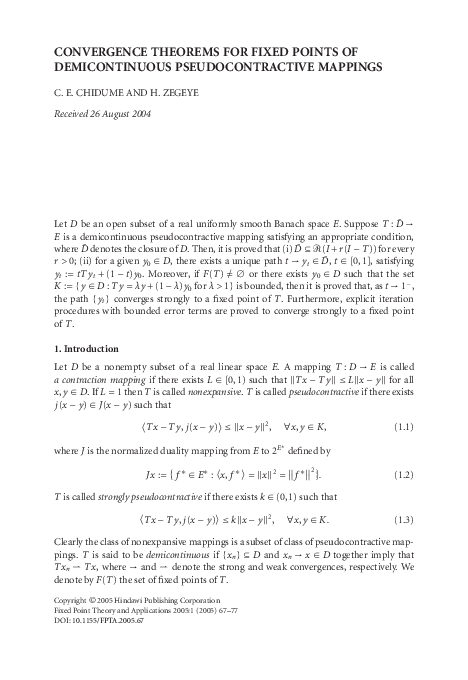 Pdf Convergence Theorems For Fixed Points Of Demicontinuous