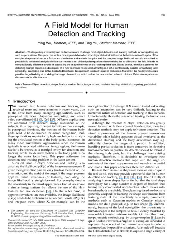 (PDF) A Field Model for Human Detection and Tracking