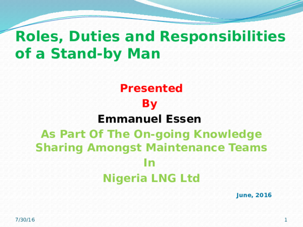 (PPT) Roles, Duties and Responsibilities of a Stand-by Man