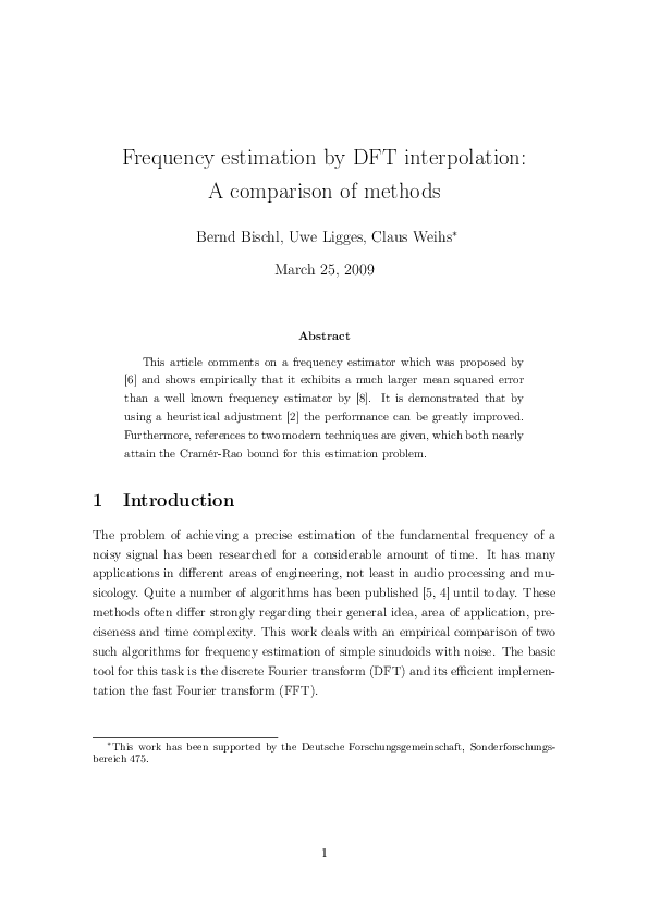 (PDF) Frequency estimation by DFT interpolation: a comparison of methods