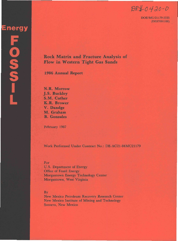 (PDF) Rock matrix and fracture analysis of flow in western tight gas ...